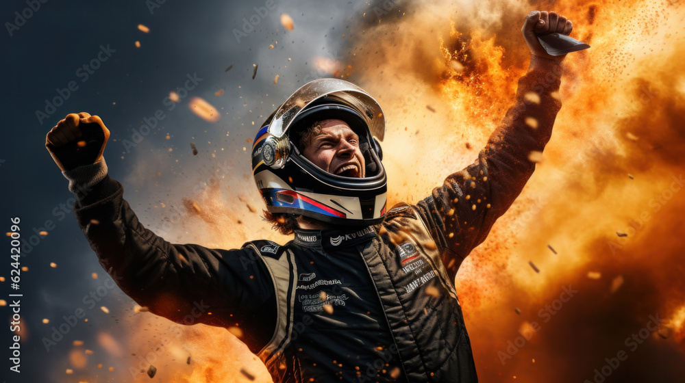 Professional racing driver on the podium Formula race car Championship ...