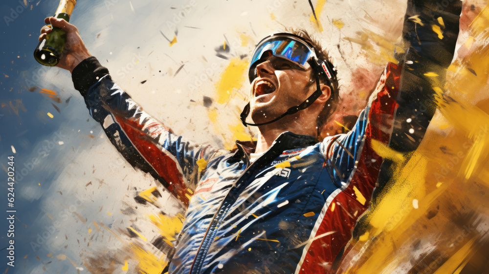 Professional racing driver on the podium Formula race car Championship ...