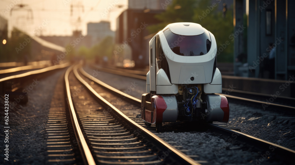 A futuristic railway robot with cutting-edge technology, ensuring the ...