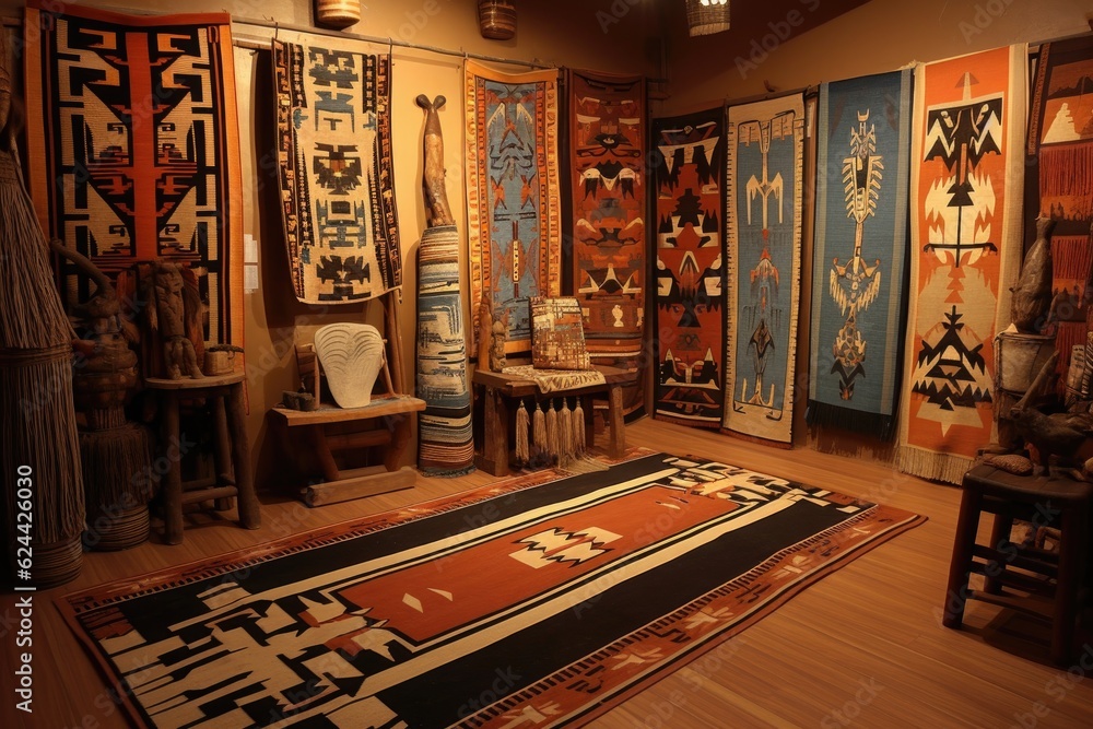 traditional navajo rug designs and symbols displayed, created with ...