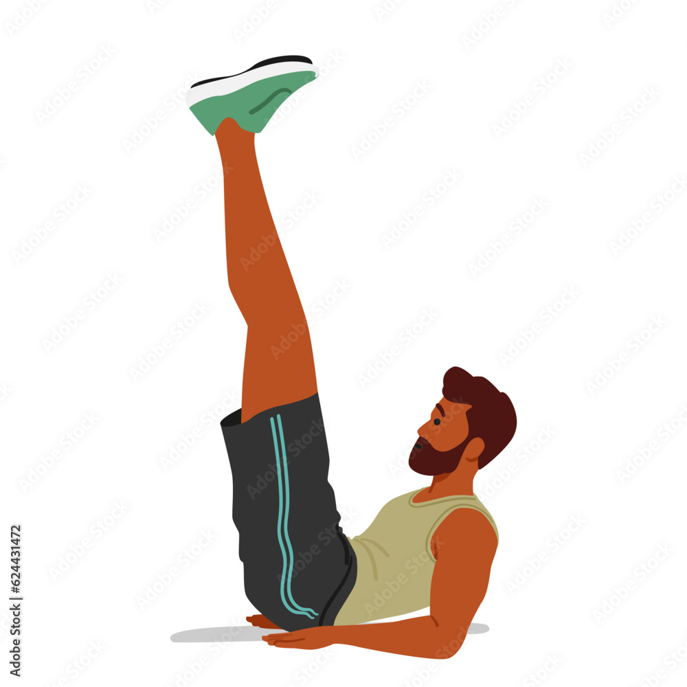 Male Character Doing Floor-seated Leg Raises, Engage Core And Lower ...