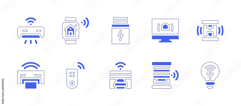 Domotic icon set. Duotone style line stroke and bold. Vector ...