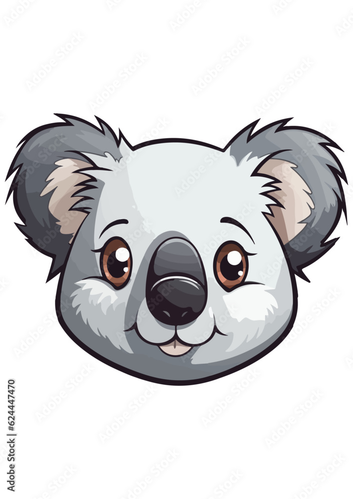 gray koala print,vector koala,simple drawing,koala sticker,editable ...