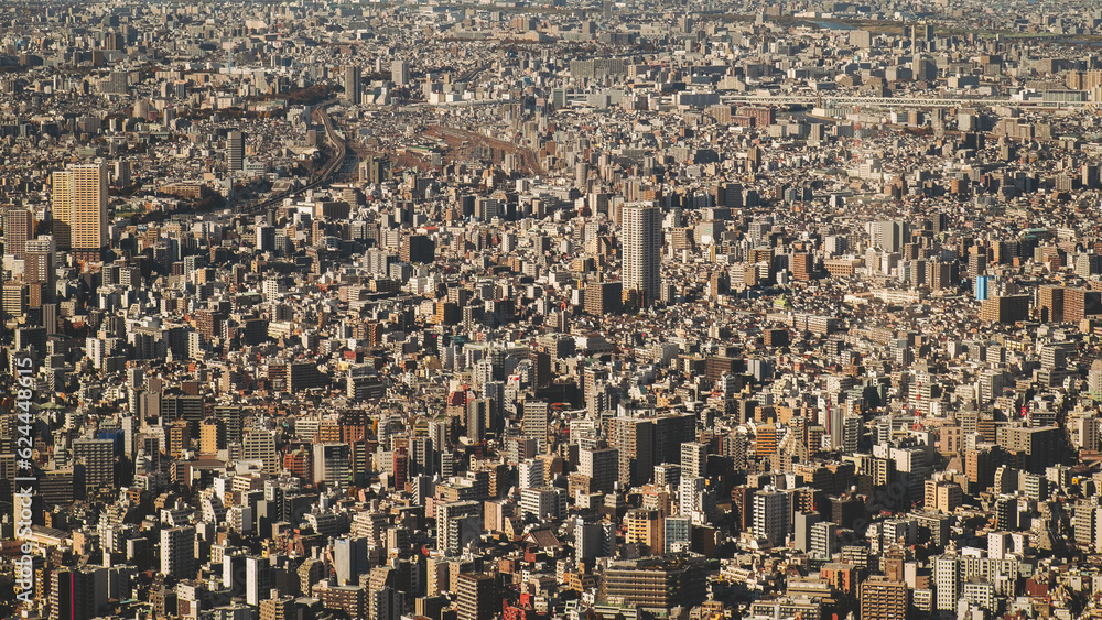 View of the massive urban area of Tokyo from the Tokyo Skytree Tower ...