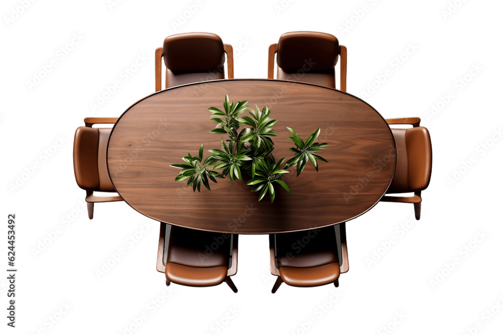 Top View of Dining Table with Chairs on Transparent Background. AI ...