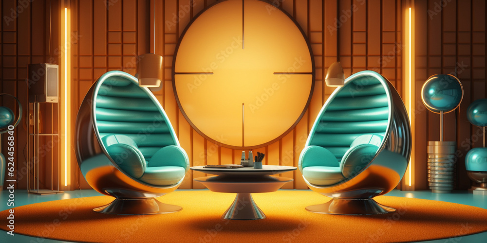 Realistic Retro Futuristic Furniture Designer Mockup: Redefining ...