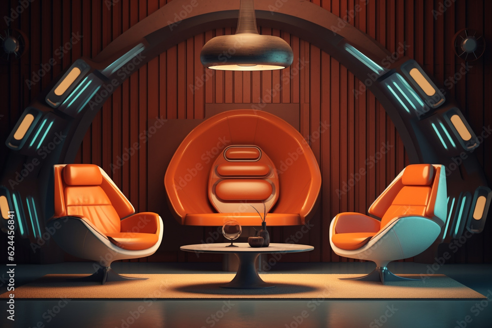 Realistic Retro Futuristic Furniture Designer Mockup: Redefining ...