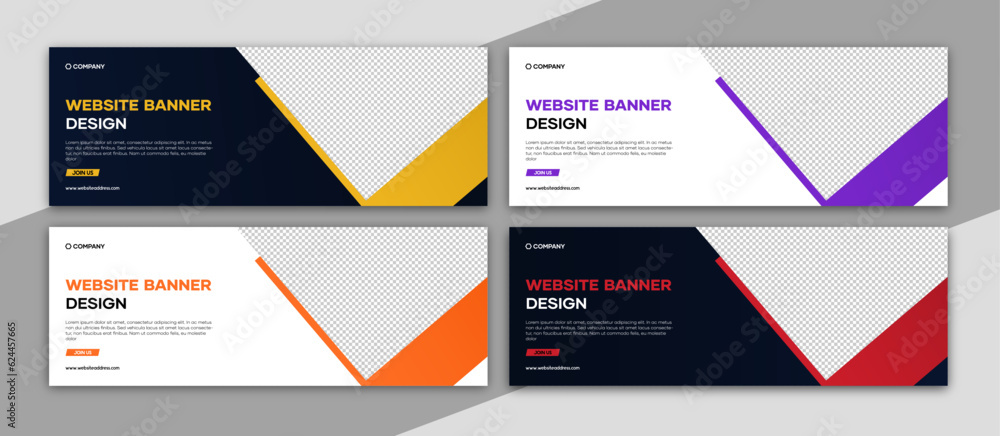 Web banner template, set of horizontal web banner design for business ...