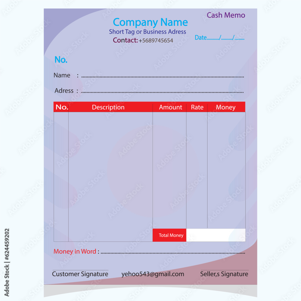 English Cash Memo Design, Money Receipt design, English Language Money ...