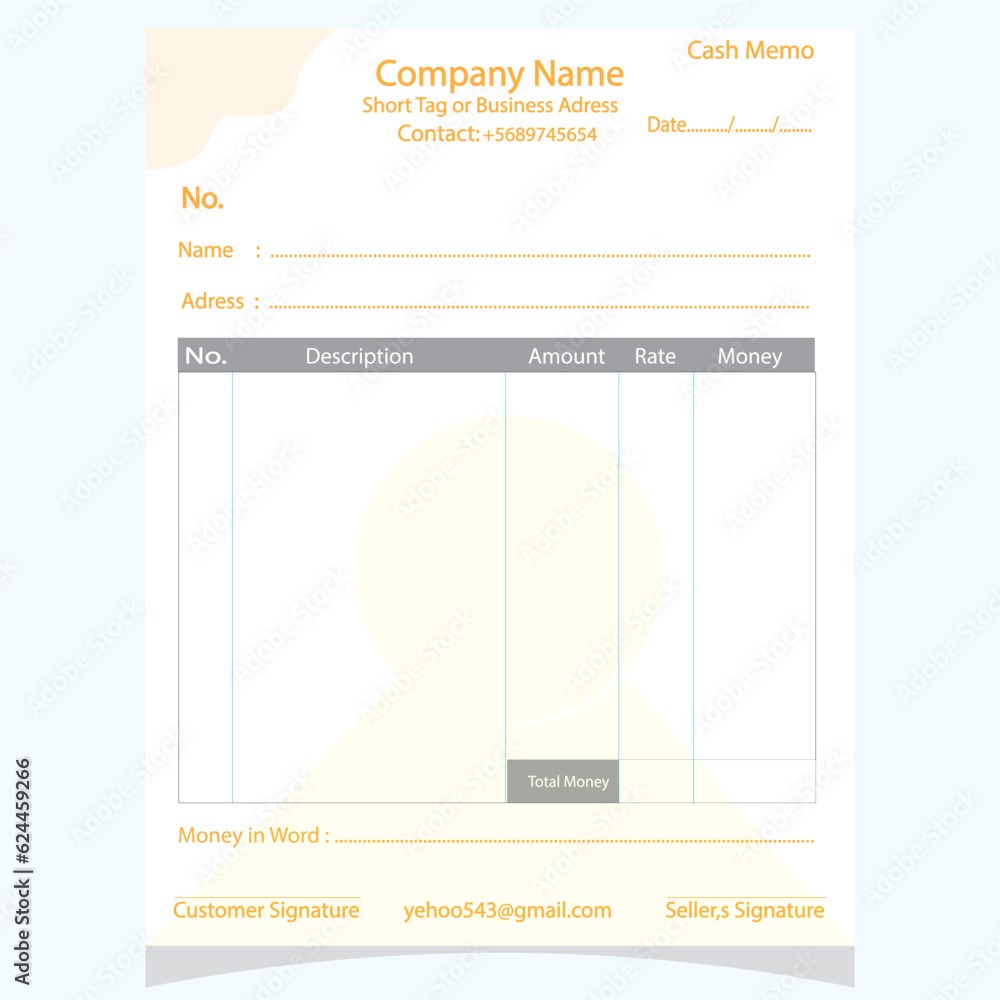 English Cash Memo Design, Money Receipt design, English Language Money ...