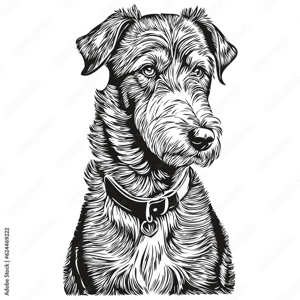 Airedale Terrier dog ink sketch drawing, vintage tattoo or t shirt ...