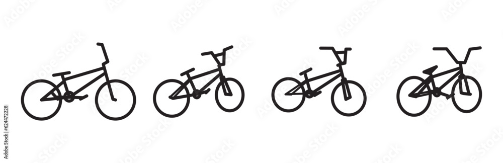 Bicycle types vector linear icons set. Outline symbols pack. Collection ...