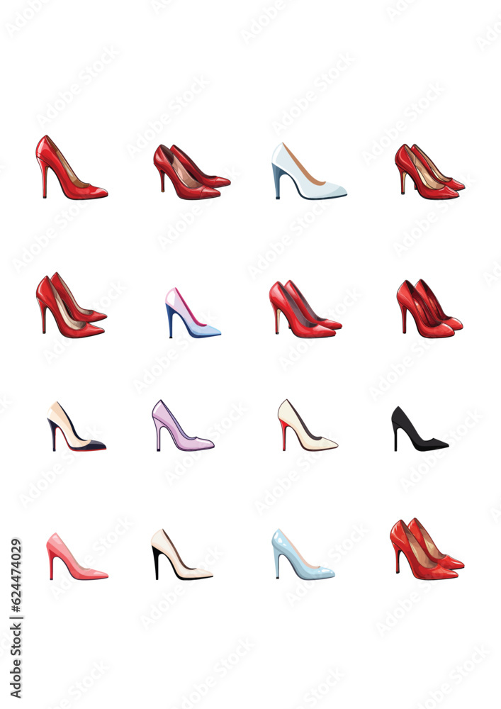 Heels vector set,Colorful,assorted-color women's heels vectors,eps file ...