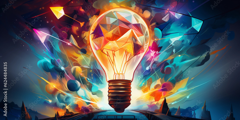 Artistic, abstract representation of an innovative idea. Bright ...