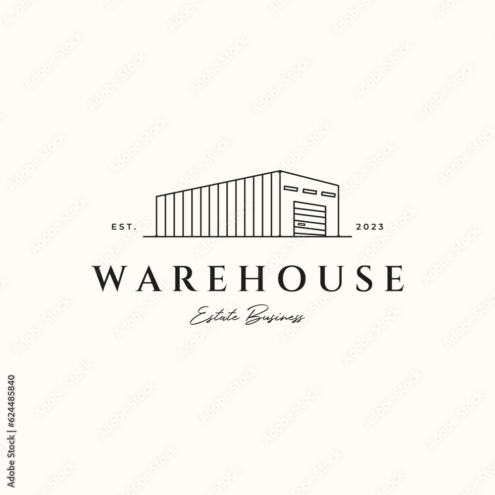logistic warehouse line art logo vector minimalist illustration design ...