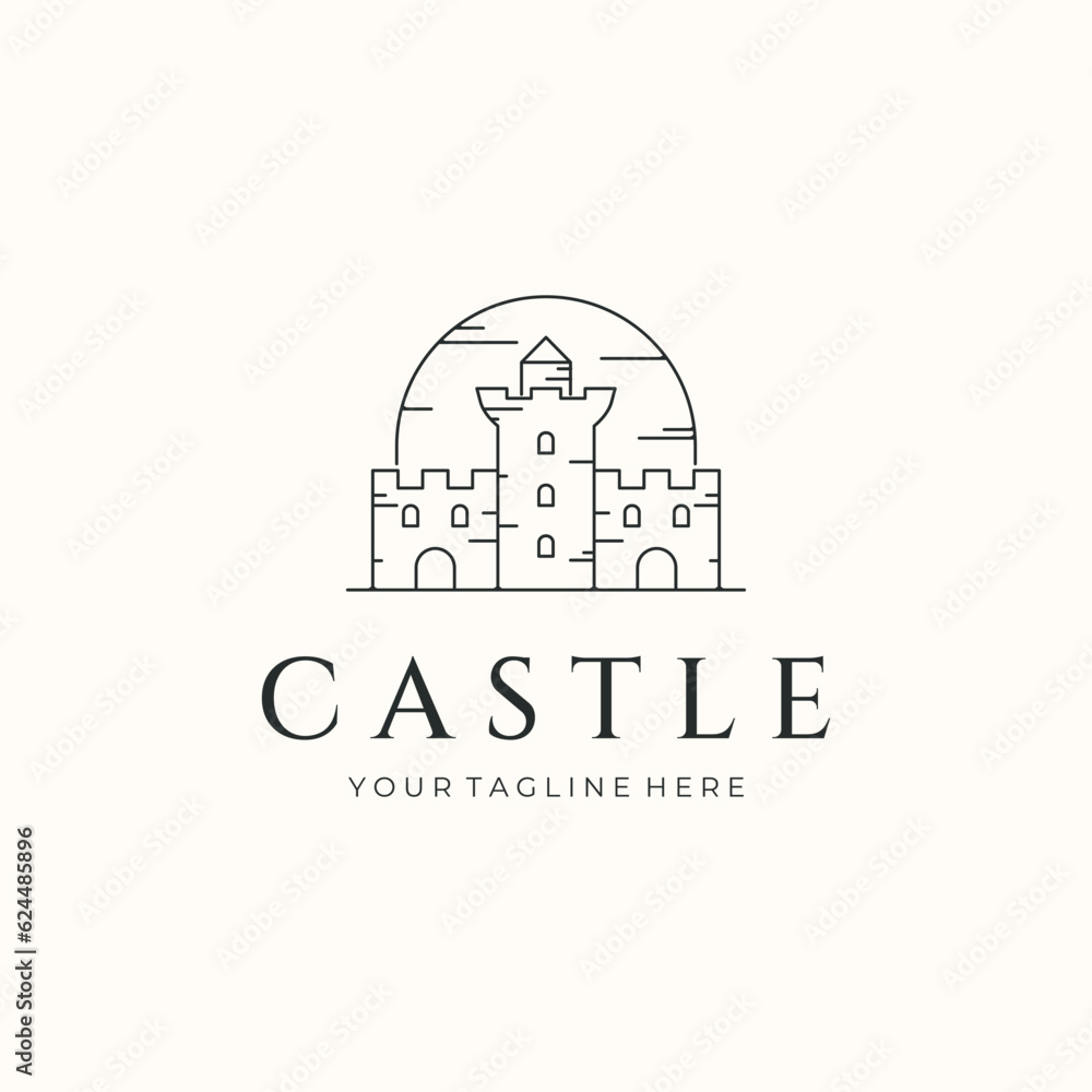 magic castle line art logo vector minimalist illustration design ...