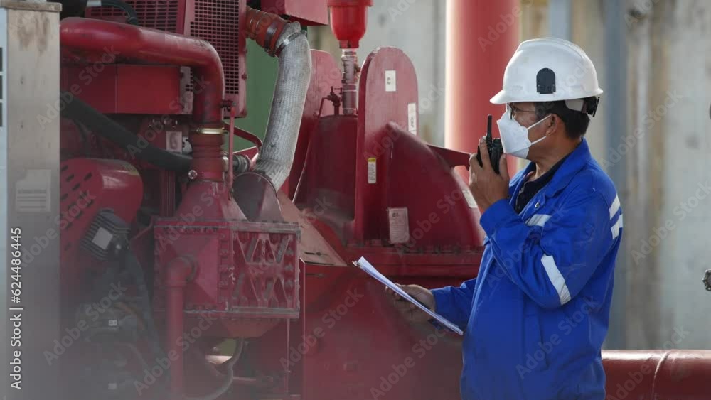 A weekly engine fire pump examination by an engineer ensures safety and ...