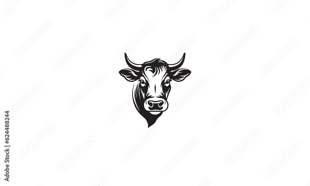 run cow logo design black simple flat icon on white background Stock ...