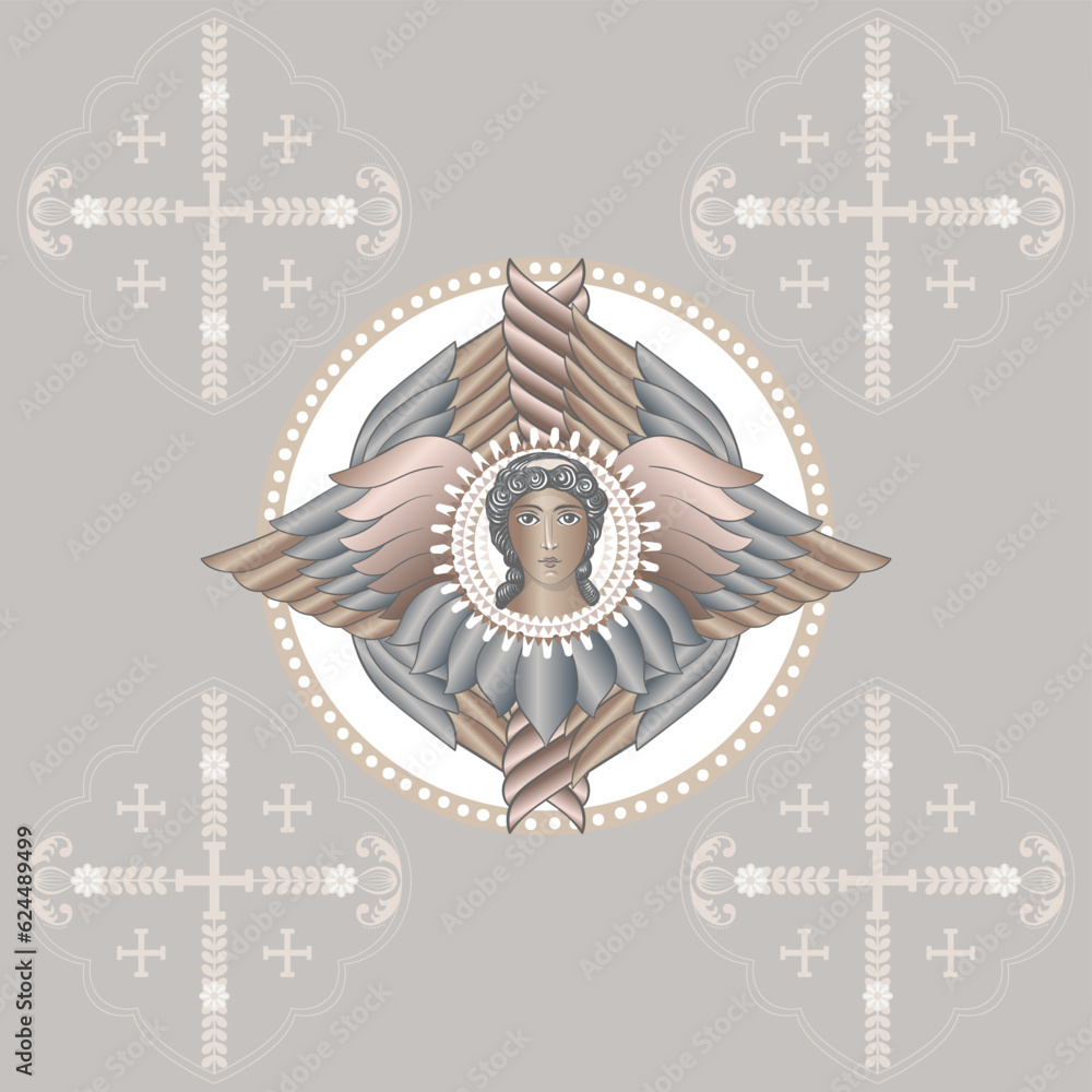Church Orthodox seamless pattern with the image of Seraphim. Orthodoxy ...