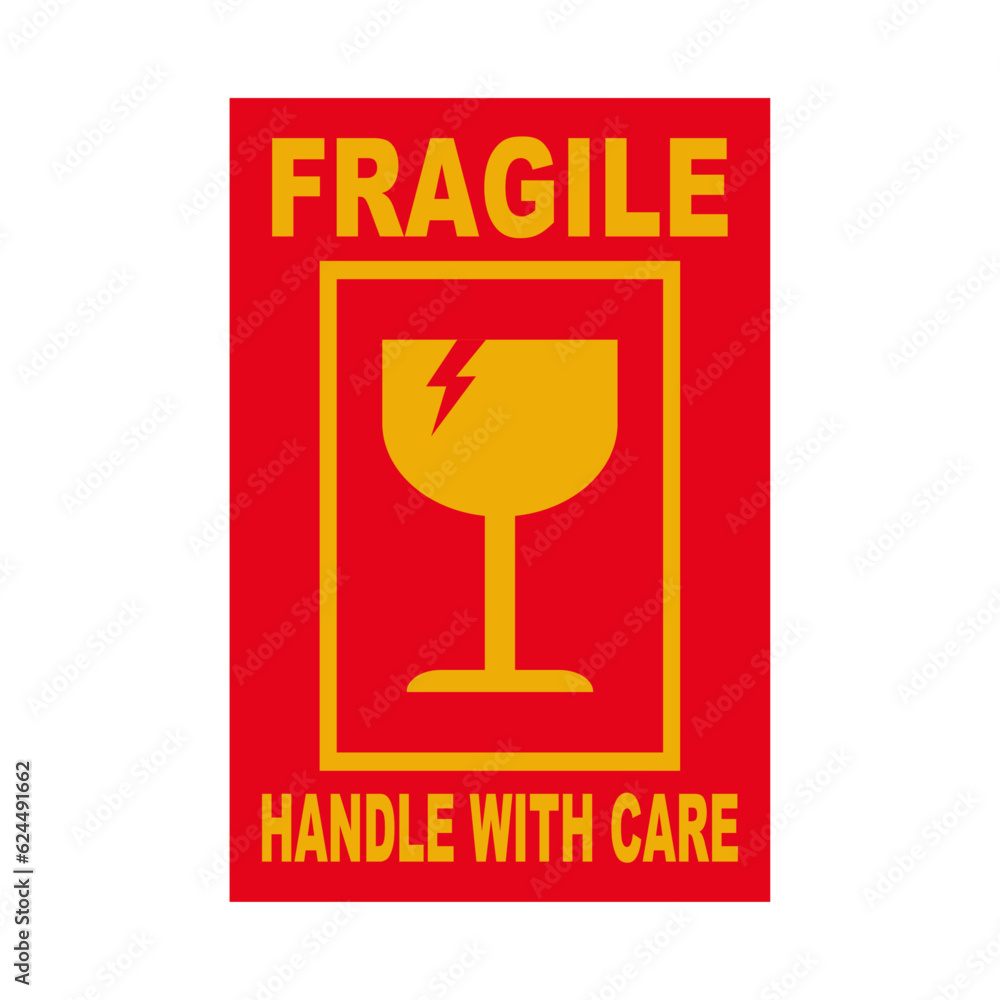 Fragile icon, handle with care sticker and poster for delivery service ...
