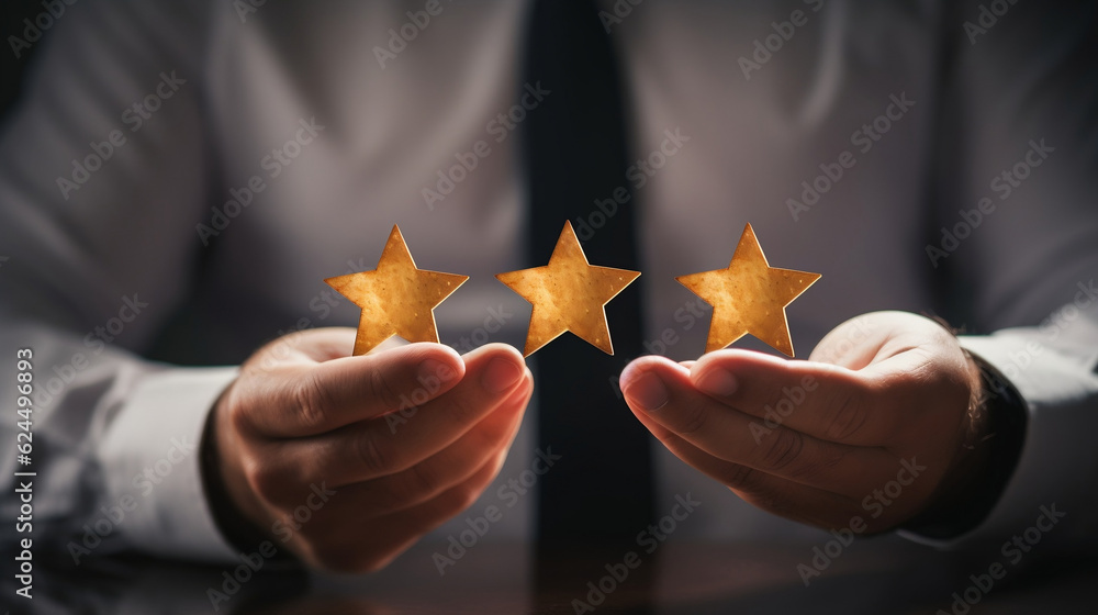 The concept of providing a five-star premium service. businessman ...