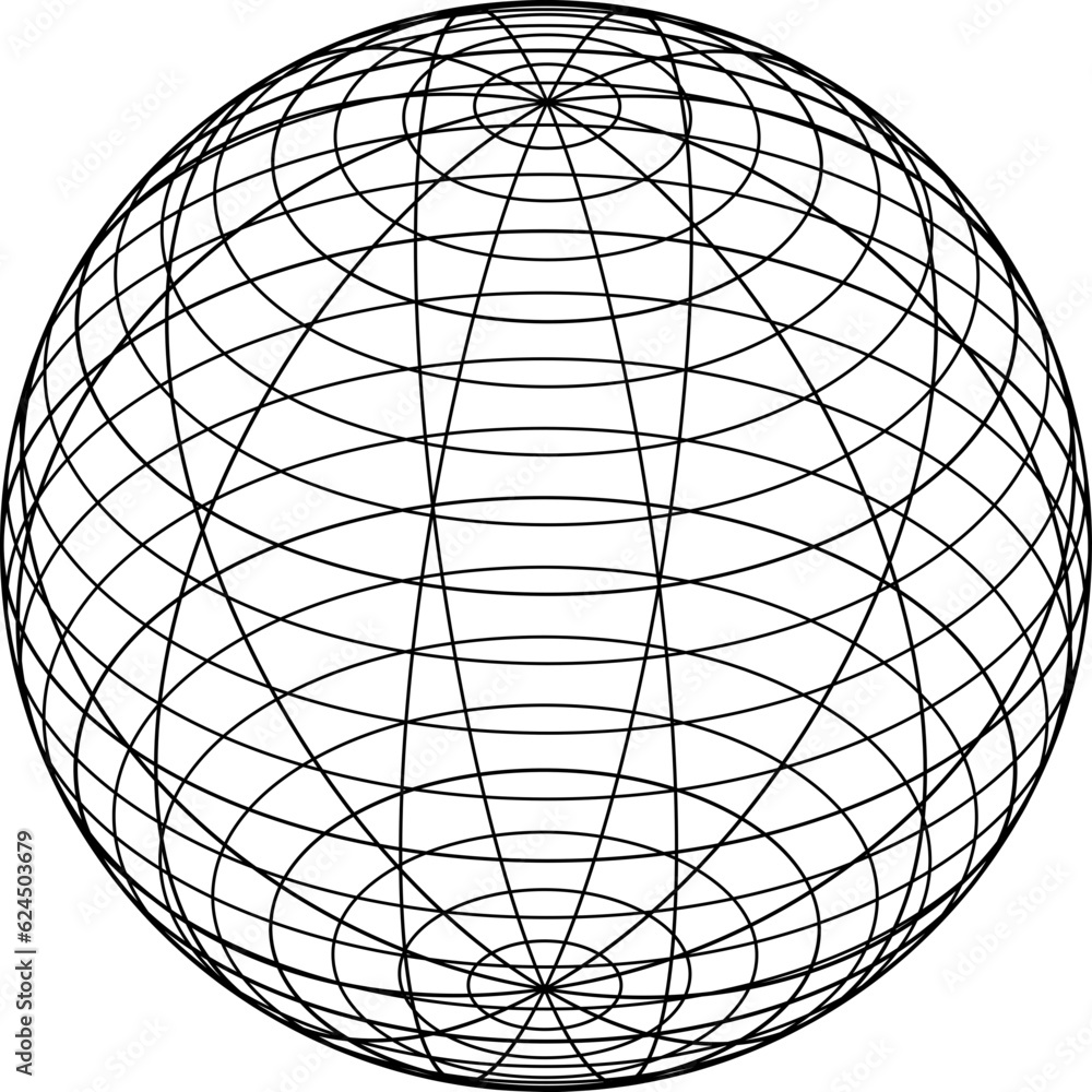 Geometric shape of sphere 3d design in technology style. Abstract ...