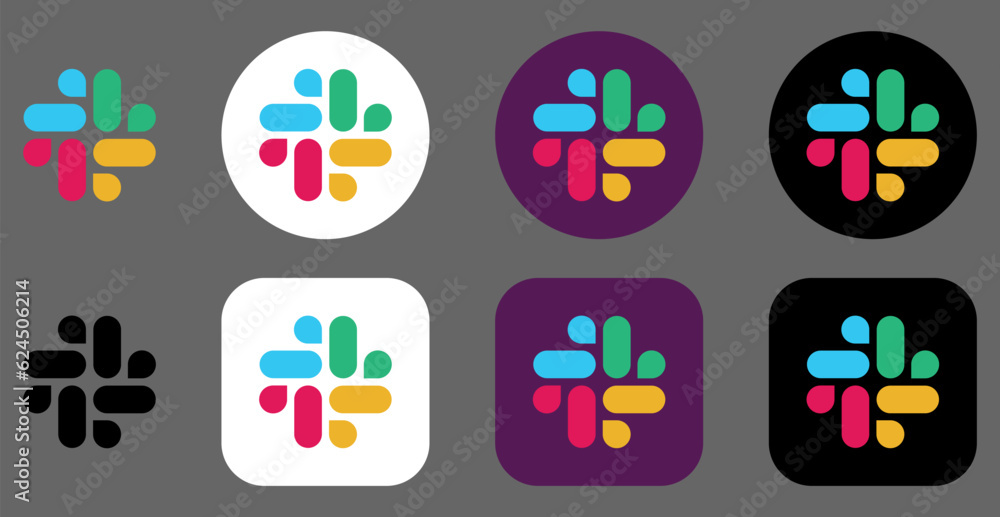 Slack icon collection. Editorial vector logos Stock Vector | Adobe Stock