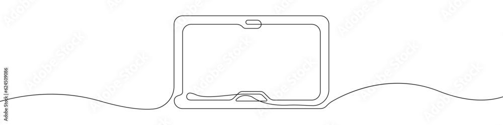 Notifications in the tablet icon line continuous drawing vector. One ...
