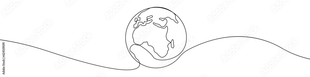 Earth icon line continuous drawing vector. One line Map of Earth icon ...