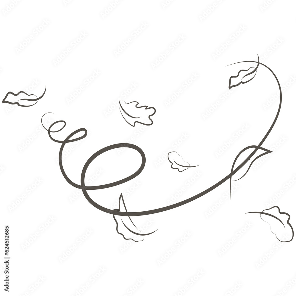 Outline drawing of a breath of wind.Wind blow set in line style.Wave ...