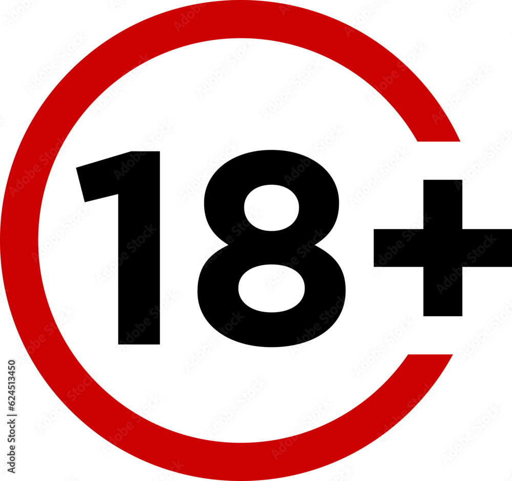 Plus 18 prohibition sign for people under eighteen years of age. For ...