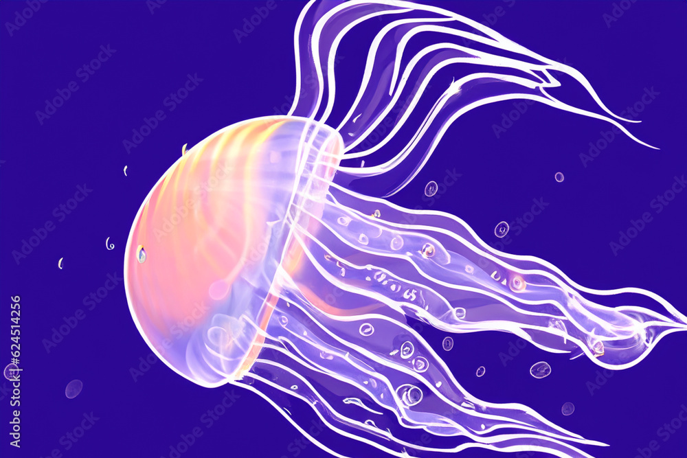 Jellyfish. Jellyfishs. Colorful jellyfish underwater. Shellfish moving ...