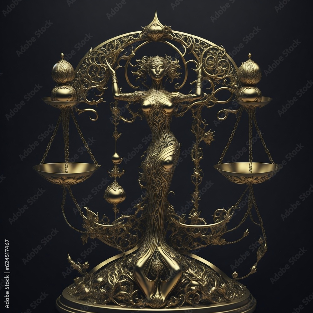 Discover a captivating Libra zodiac artwork in gold and black. High ...