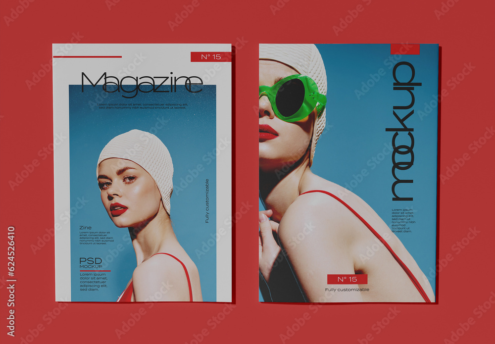 Top View of Two Magazine Mockup Stock Template | Adobe Stock