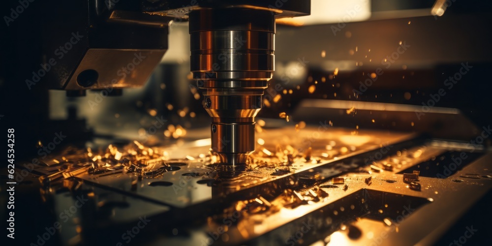 machine close up, High-Speed CNC Machine Creates Metal Parts with ...