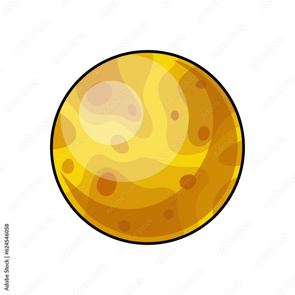 Cartoon planet Venus of solar system. Vector illustration isolated on ...