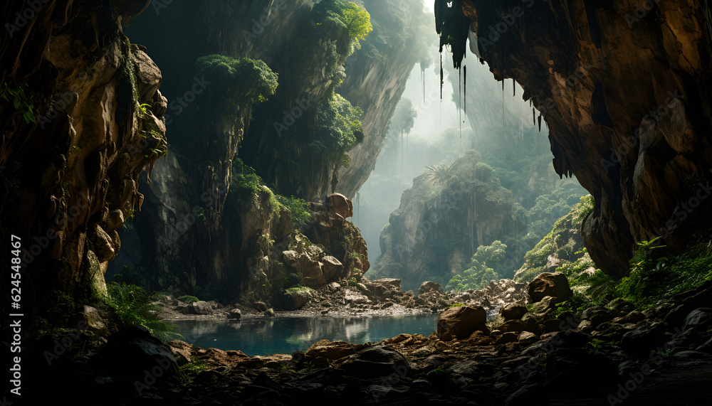 A Pristine Rock Pool Lies Within An Untouched Cave Ecosystem Stock ...