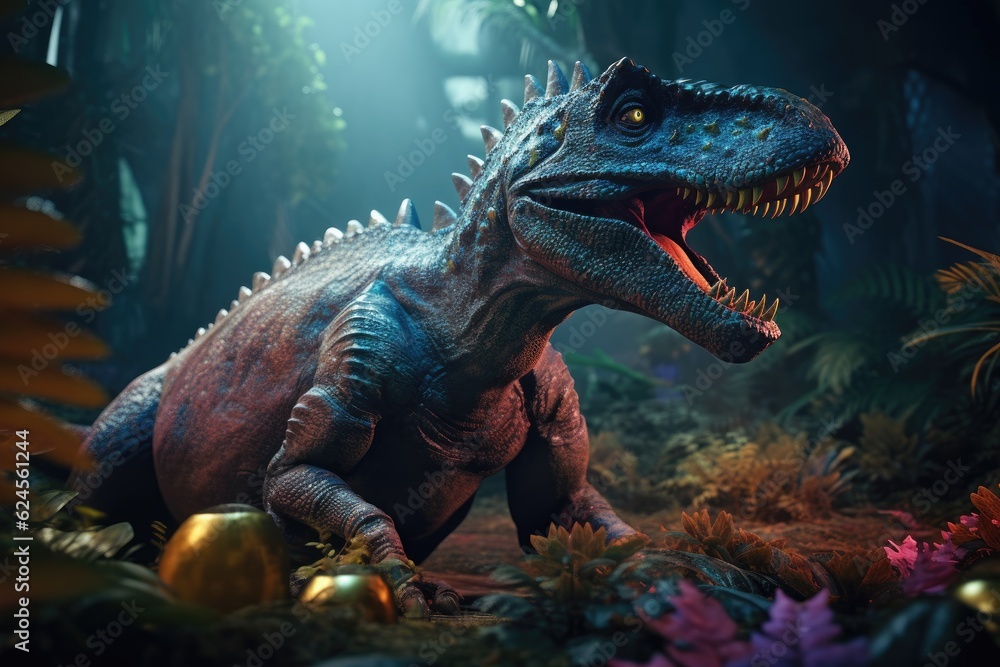 Dinosaurs. Extinct species of animals. Big strong toothy predators ...