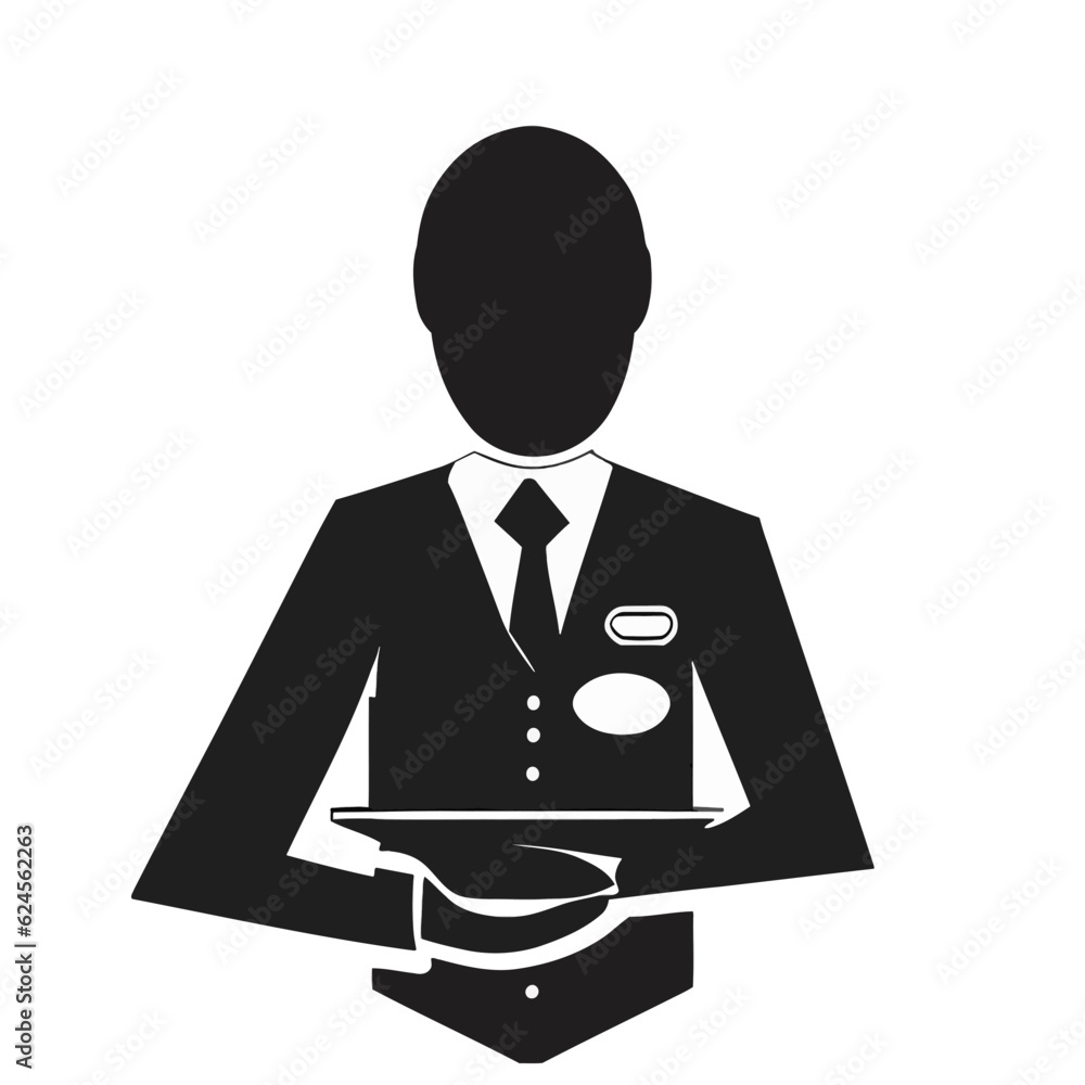 Male Servant Vector, Illustration of a Butler ,male servant vector art ...