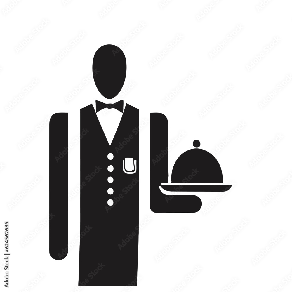 Male Servant Vector, Illustration of a Butler ,male servant vector art ...