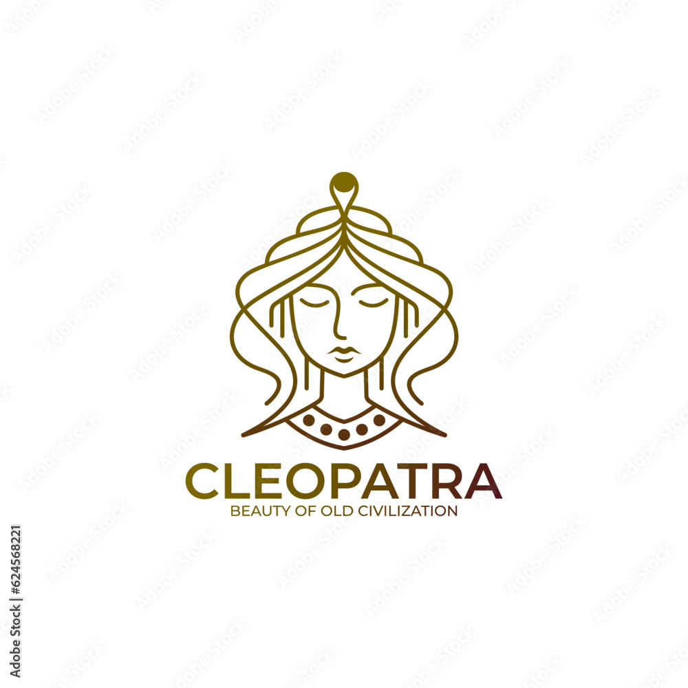 Cleopatra icon vintage, Icon logo of Cleopatra with line art Stock ...