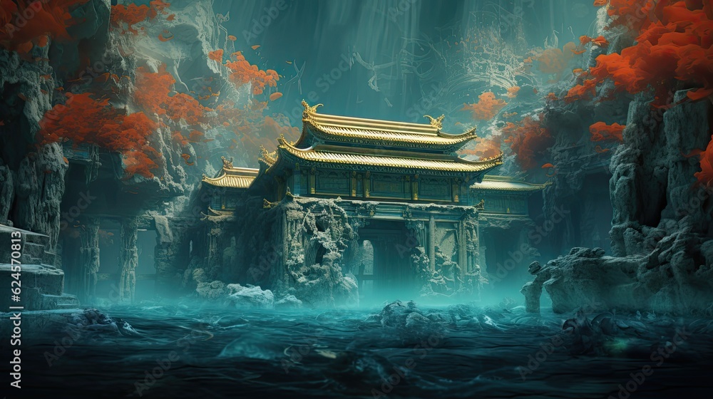 Lost Chinese Palace Underwater, majestic ancient chinese temple ruins ...