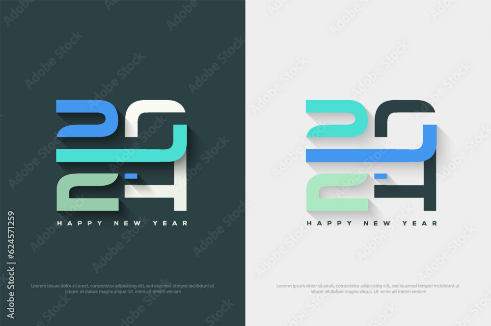 Modern 2024 number design with modern and colorful nuances. Premium ...