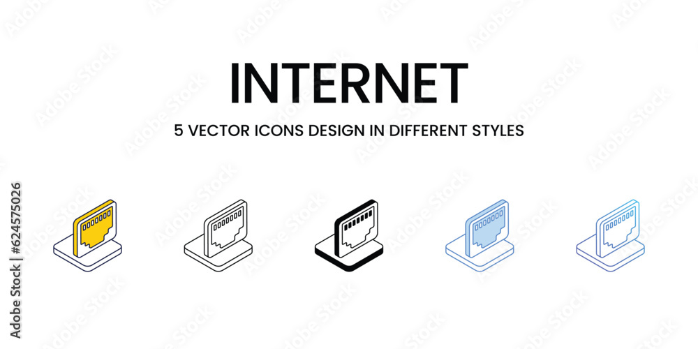 Internet Icon Design in Five style with Editable Stroke. Line, Solid ...