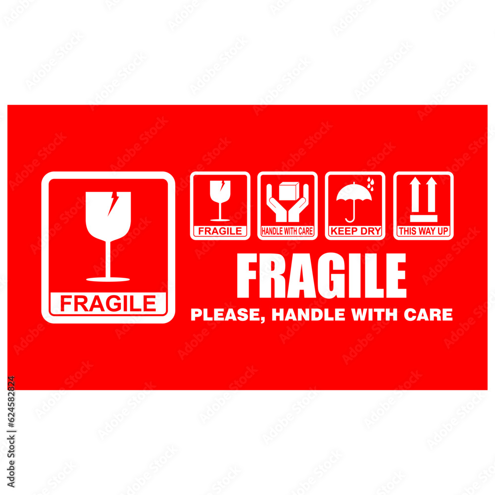 Fragile, handle with care, sticker vector Stock Vector | Adobe Stock