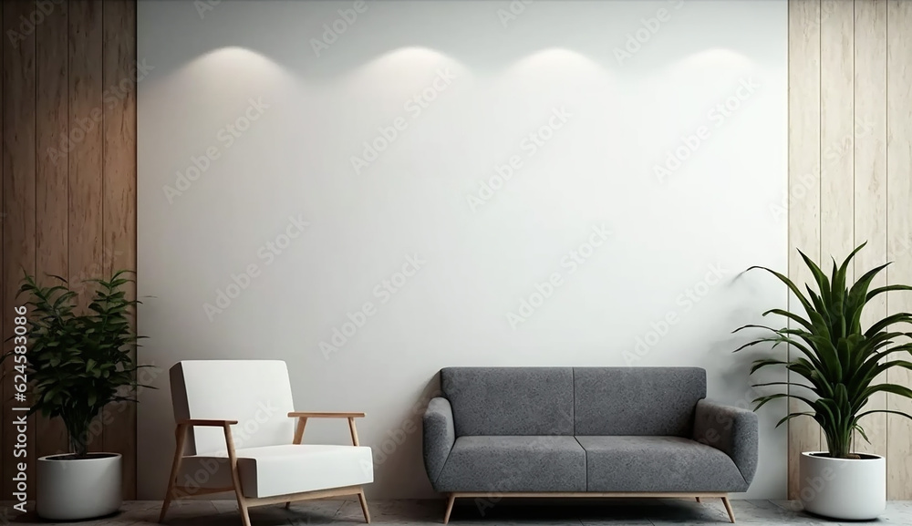 Realistic empty wall for logo mockup in office lobby. Generative AI ...
