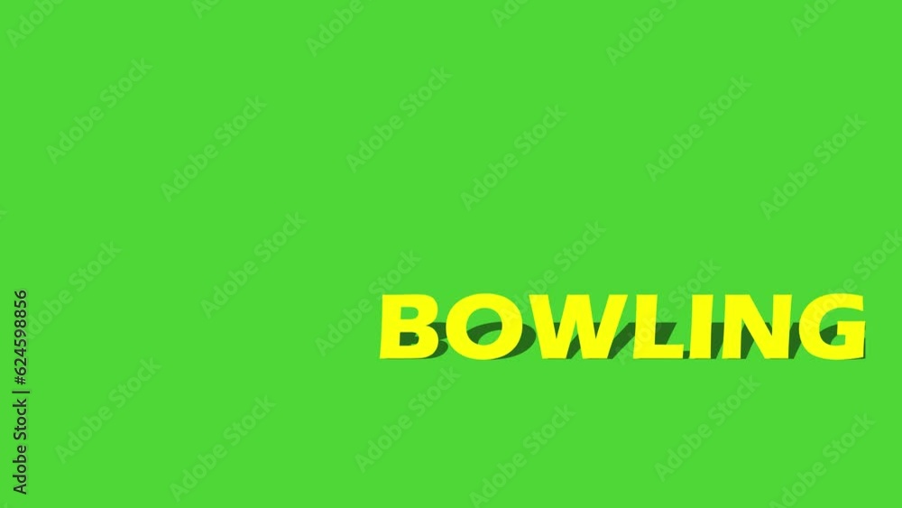 Bowling. A rolling bowling ball hits the pins on green screen ...