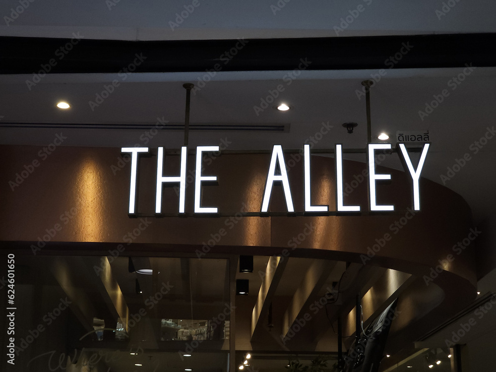 BANGKOK, THAILAND - JULY 15, 2023: The Alley Sign display, The Alley is ...