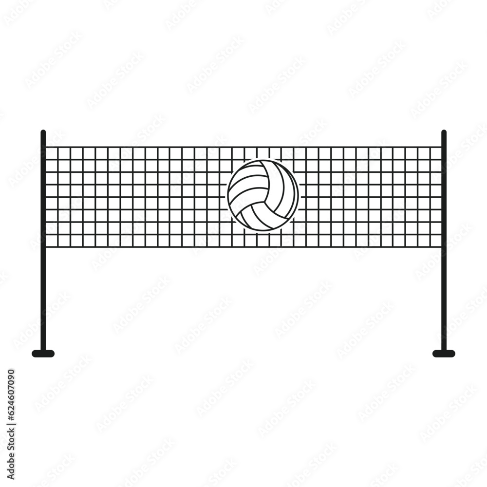 Volleyball With Net Line Art, Volleyball Vector, Volleyball ...