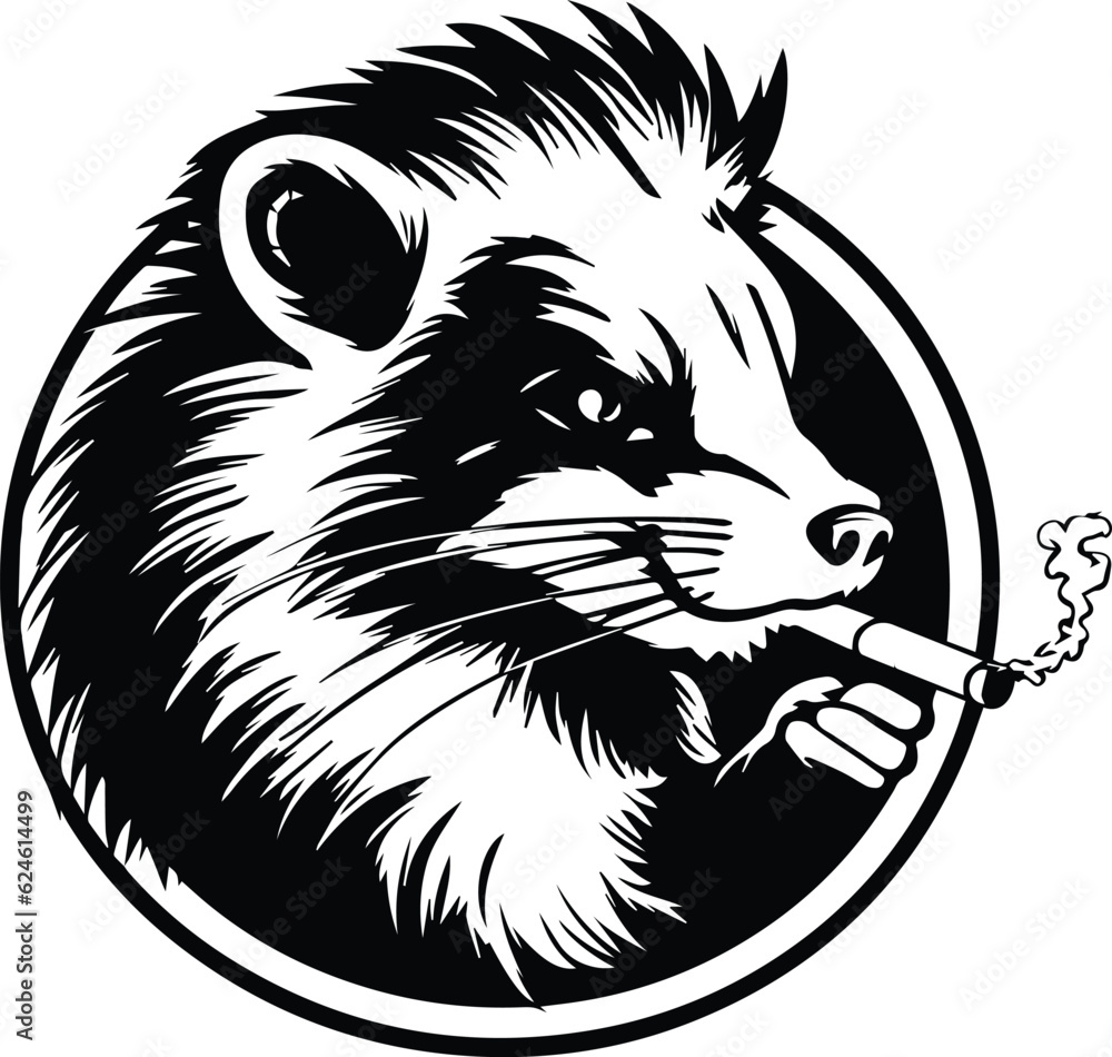 Skunk Smoking A Cigar Logo Monochrome Design Style Stock Vector | Adobe ...